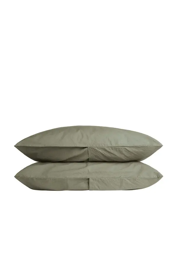 PARACHUTE Percale Pillowcase Set In Green - Moss