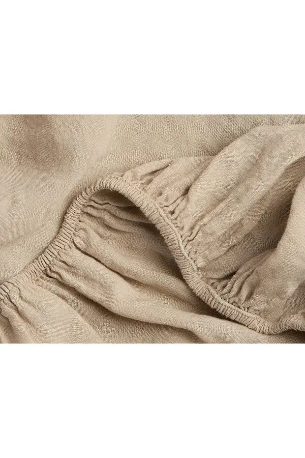 PARACHUTE Linen Fitted Sheet In Tan - Toast