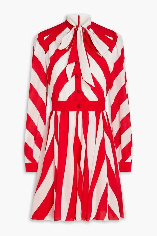 Dolce & Gabbana Striped Silk Crepe De Chine Mini Dress