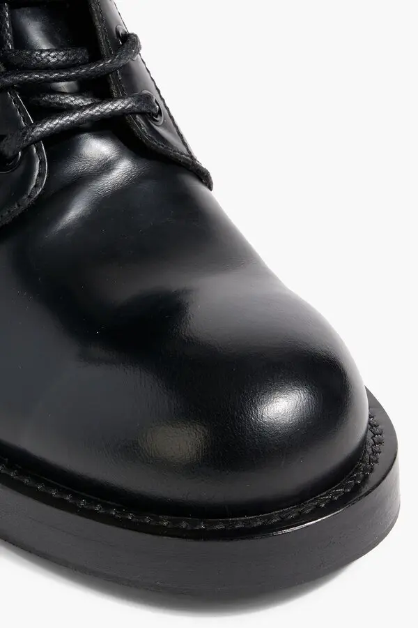Dolce & Gabbana Buckled Glossed-leather Combat Boots