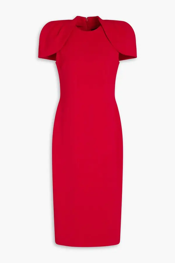 Badgley Mischka Cape-effect Stretch-crepe Midi Dress