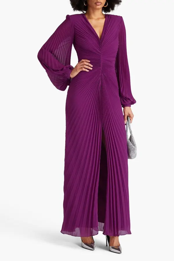 Badgley Mischka Plissé Georgette Gown