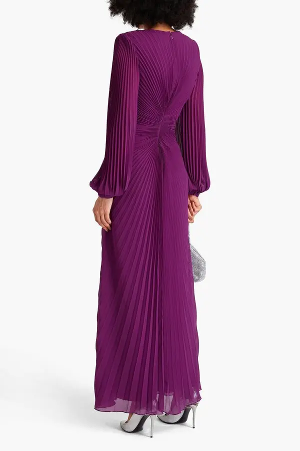 Badgley Mischka Plissé Georgette Gown