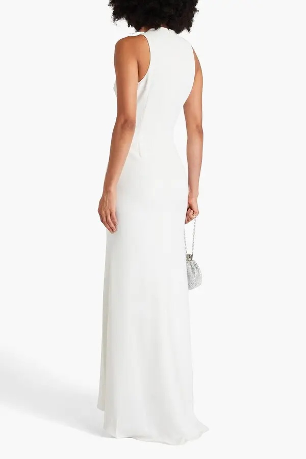 Badgley Mischka Embellished Stretch-crepe Gown