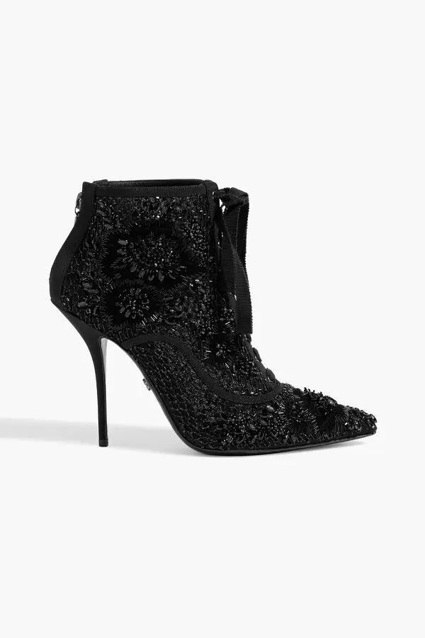 Dolce & Gabbana Embellished Mesh Ankle Boots