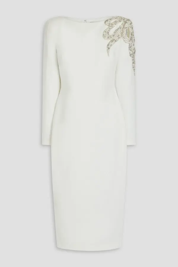 white christmas dresses Strapless Sheath Dress with 3D Floral Appliqué by Badgley Mischka main image 0