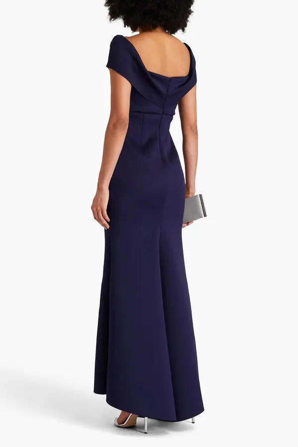 badgley mischka off the shoulder scuba dress Badgley Mischka 3D Floral Scuba Gown, Coral, Women's, 10, Evening Formal Gala Gowns Mother of the Bride Groom Evening Gowns
