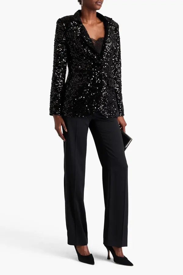 Badgley Mischka Sequined Velvet Blazer
