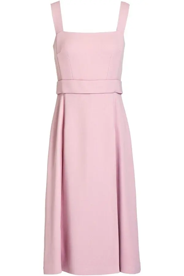 Dolce & Gabbana Belted Pleated Stretch-crepe Midi Dress