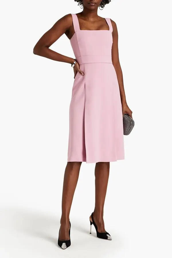 Dolce & Gabbana Belted Pleated Stretch-crepe Midi Dress