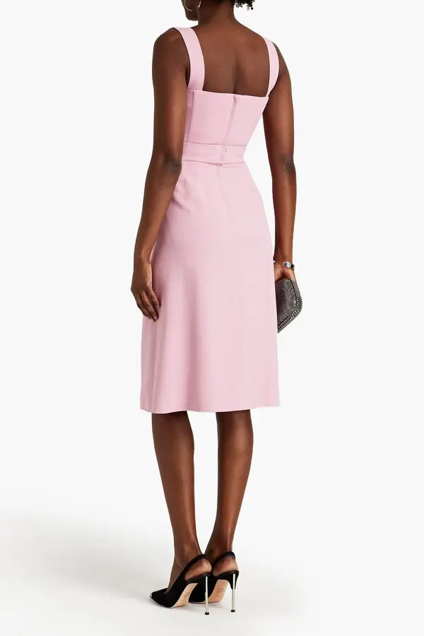 Dolce & Gabbana Belted Pleated Stretch-crepe Midi Dress