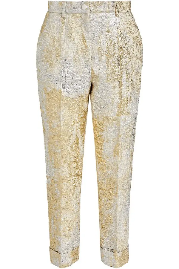 Dolce & Gabbana Cropped Tapered Brocade Pants