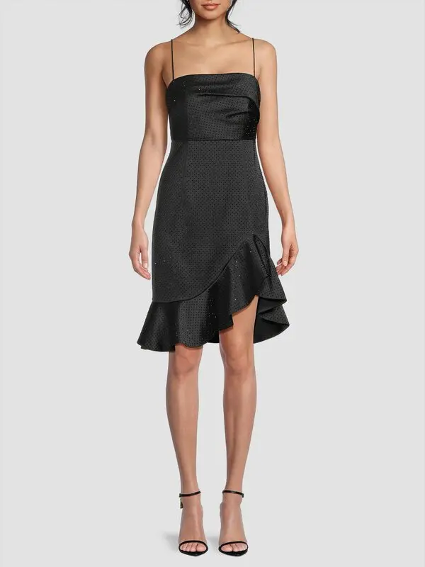 UNGARO Xandra Hotfix Satin Sleeveless Minidress