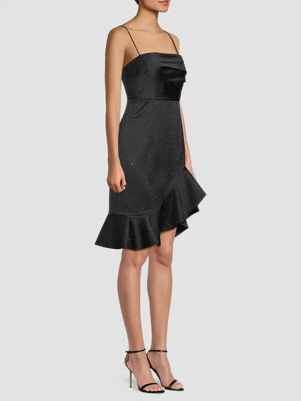 UNGARO Xandra Hotfix Satin Sleeveless Minidress
