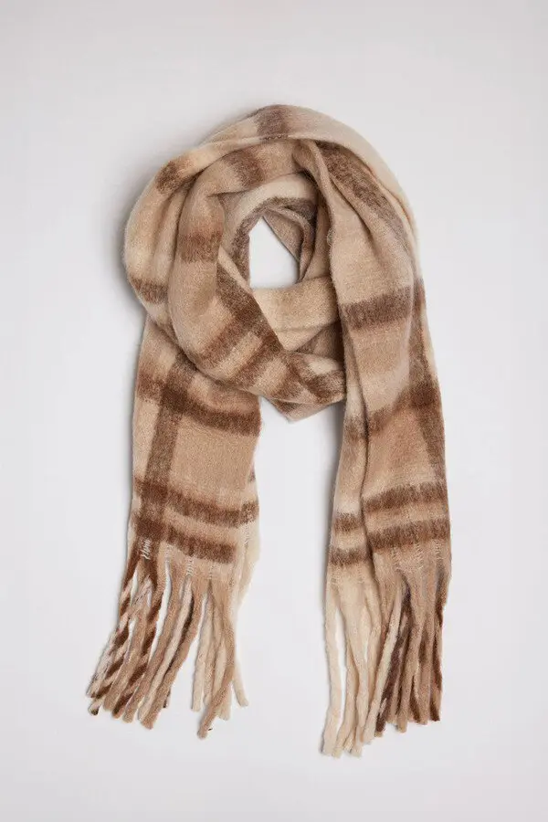 Velvet By Graham & Spencer Cozy Plaid Scarf - Natural