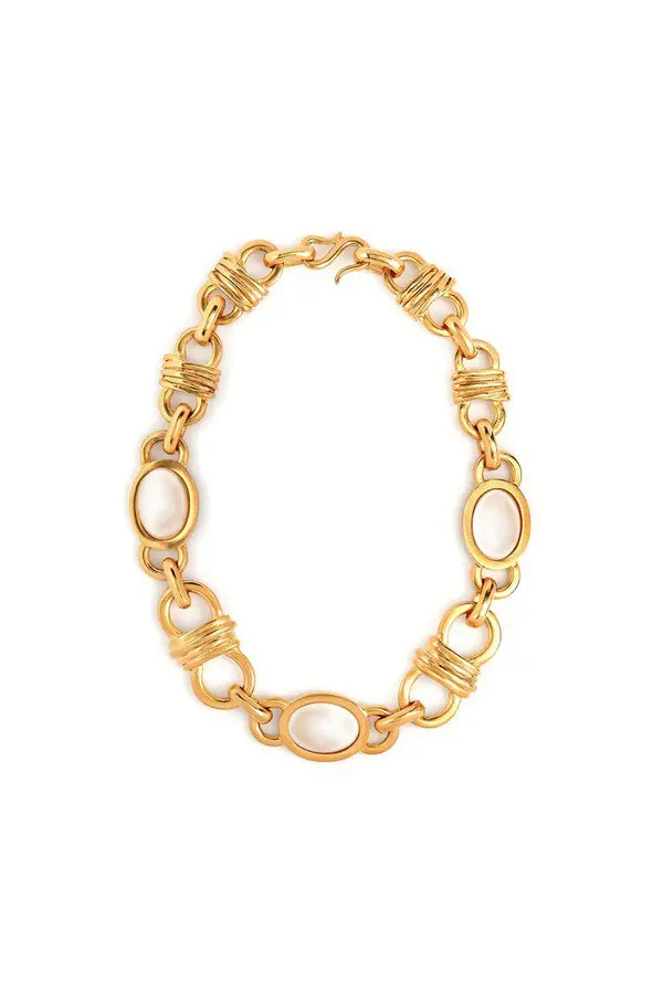 KENNETH JAY LANE Pearl Headlight Stations Necklace - Gold