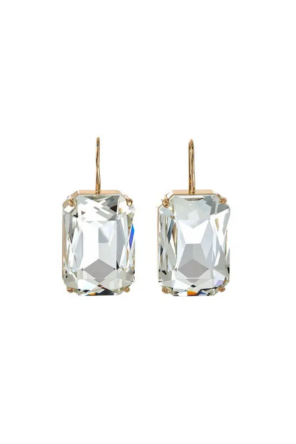 KENNETH JAY LANE Crystal Octagon Fishhook Earrings - Gold