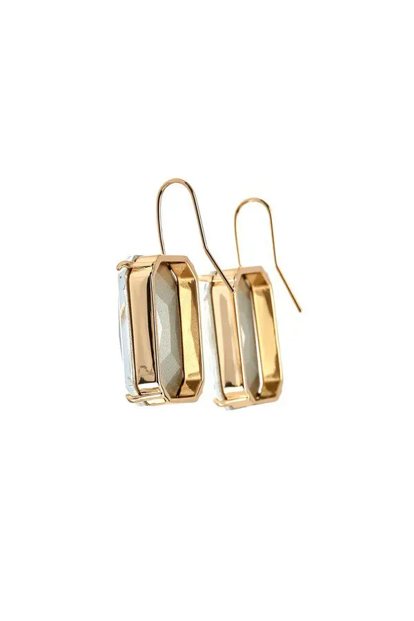 KENNETH JAY LANE Crystal Octagon Fishhook Earrings - Gold