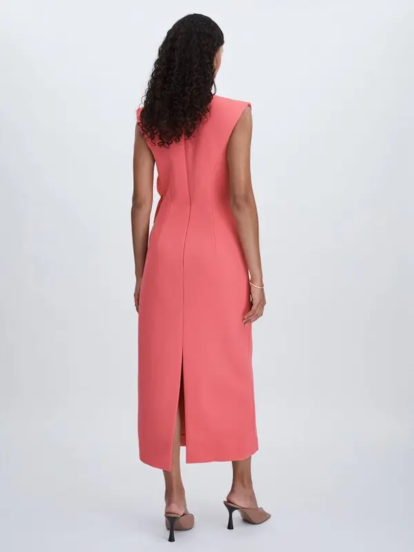Acler Glynde Pleated Ruffle Midi Dress In Red - 51% Off | Editorialist