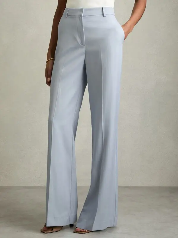 REISS Millie Wide Leg Trousers - Blue