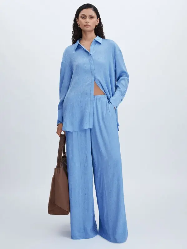Significant Other Crinkle-satin Wide-leg Trousers