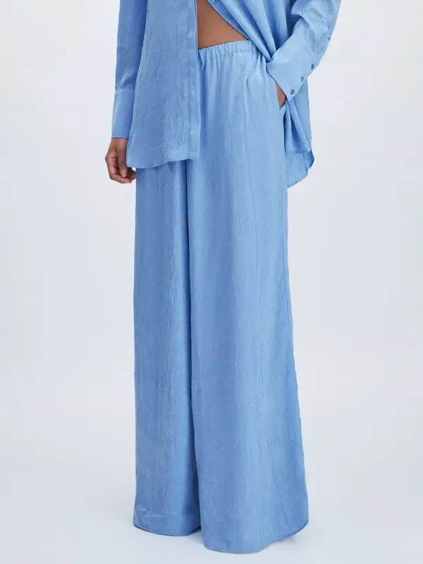 Significant Other Crinkle-satin Wide-leg Trousers