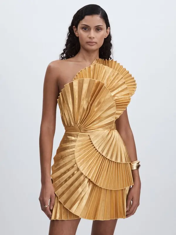 off the shoulder ruched dress Off-Shoulder Ruched A-Line Layered Satin Prom Dress with Slit, Yellow / 12