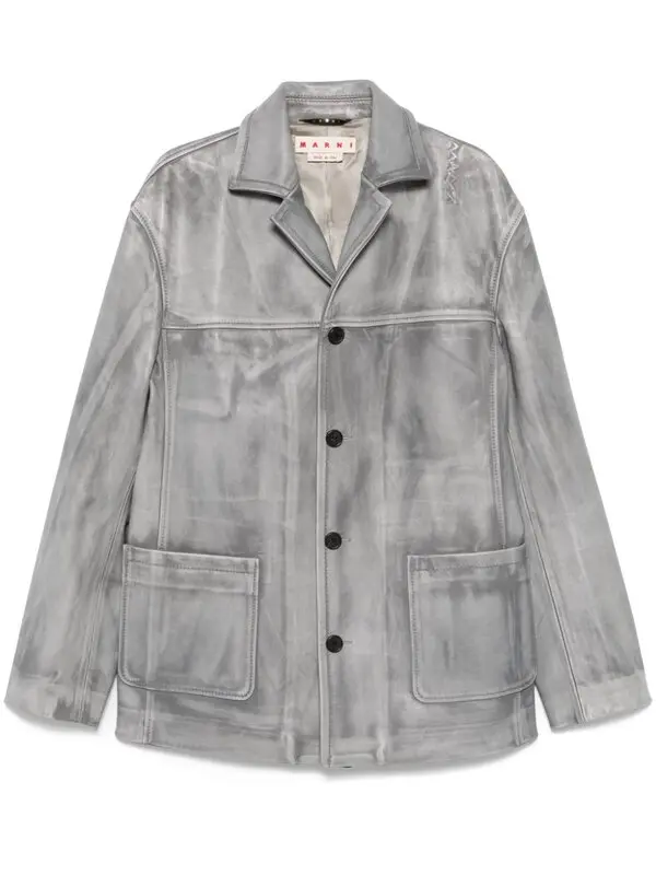 Marni Faded-effect Leather Coat