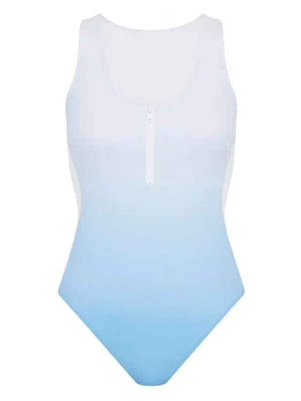 LET'S SWIM Zip-up One Piece Swimsuit - Blue