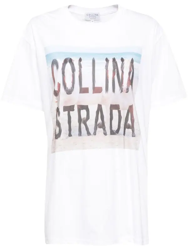 Collina Strada Horse Beach Graphic T-shirt - White