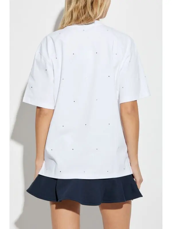 GANNI Crystal-embellished T-shirt - White