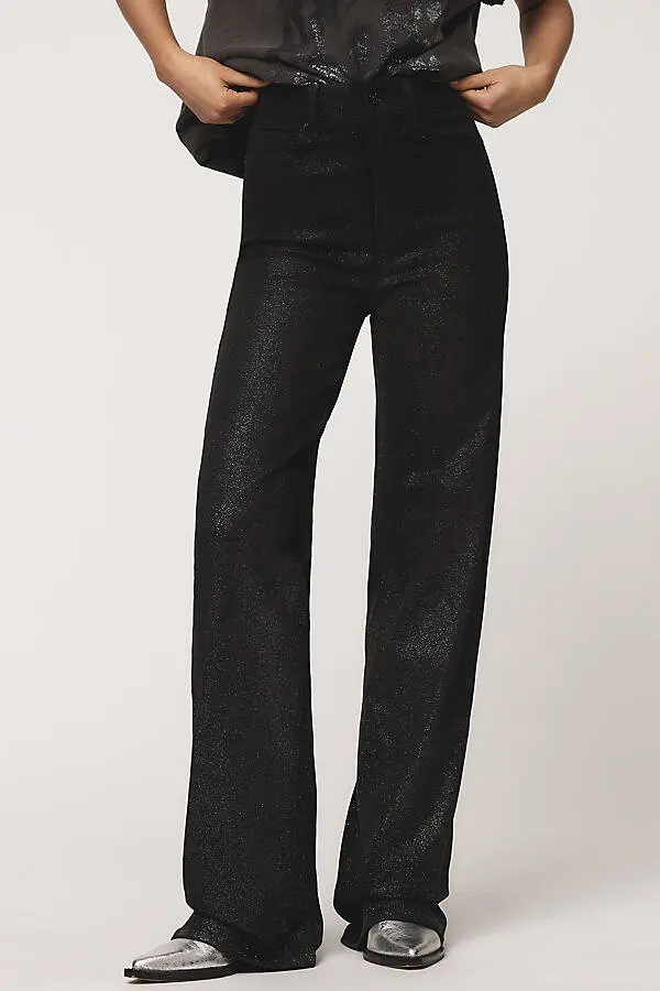 Paige Sasha Coated High-rise Wide-leg Jeans