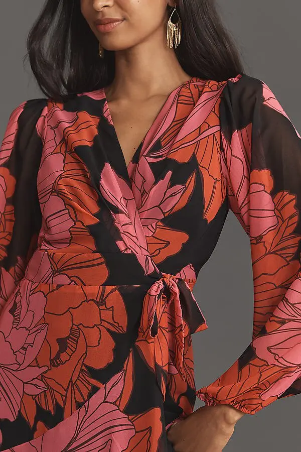 HUTCH Bridge Long-sleeve Wrap Maxi Dress