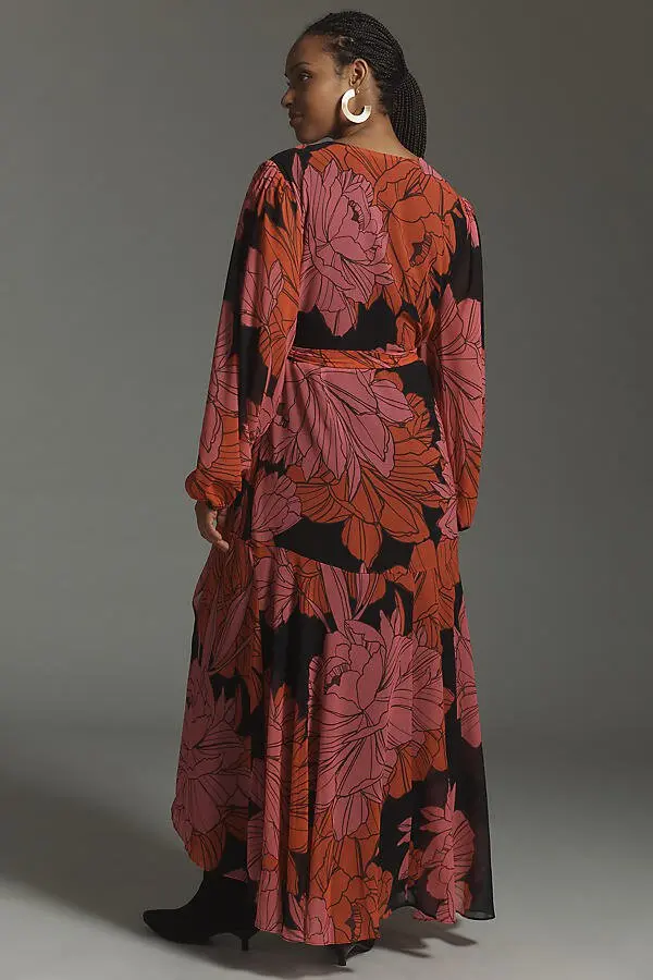 HUTCH Bridge Long-sleeve Wrap Maxi Dress