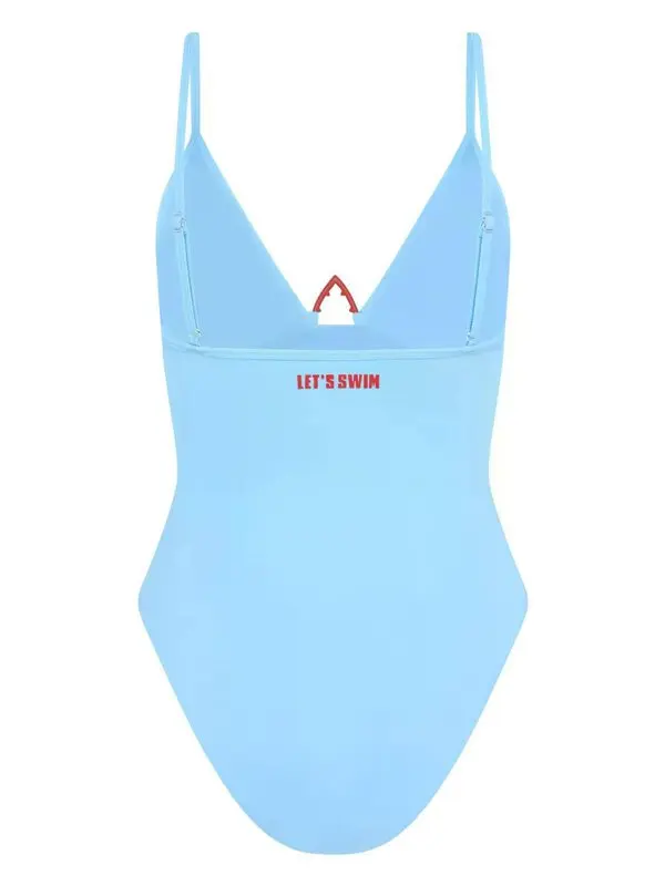 LET'S SWIM Shark Logo One-piece Swimsuit - Blue