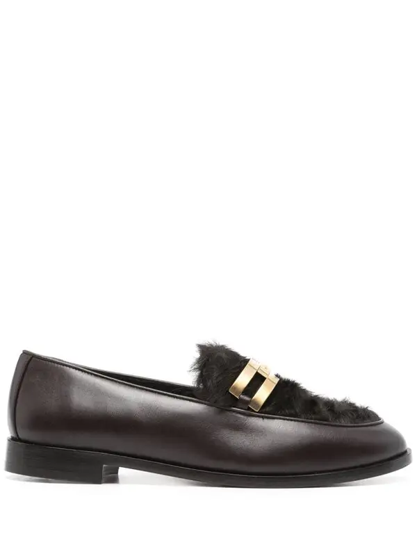 AQUAZZURA Shearling-trim Loafers - Brown