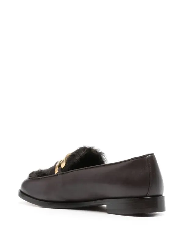 AQUAZZURA Shearling-trim Loafers - Brown