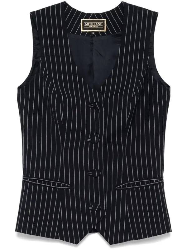MITILIANE COUTURE Pinstriped Vest - Blue