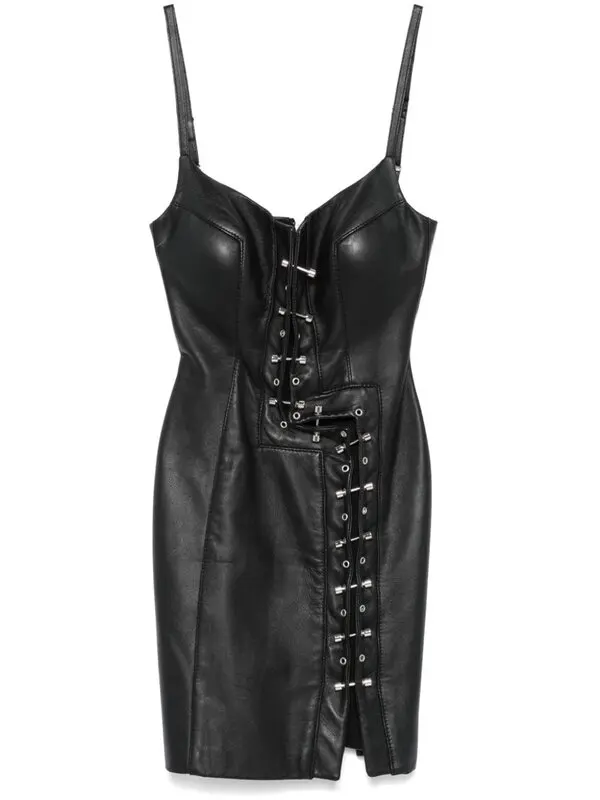 MITILIANE COUTURE Piercing-embellished Leather Mini Dress