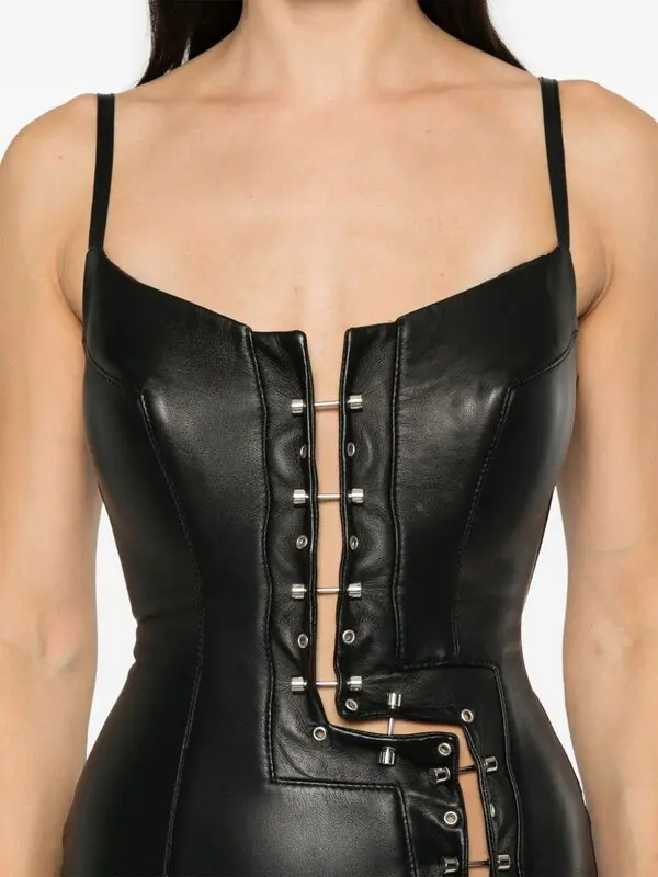 MITILIANE COUTURE Piercing-embellished Leather Mini Dress