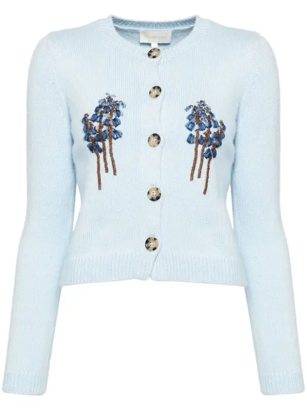 SHUSHU/TONG Bead-embellishment Knitted Cardigan - Blue
