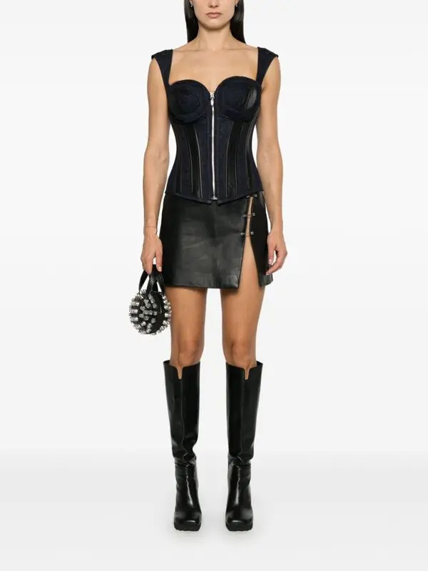 MITILIANE COUTURE Piercing-detail Leather A-line Skirt