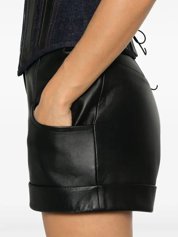 MITILIANE COUTURE Piercing-detail Leather Thigh-length Shorts
