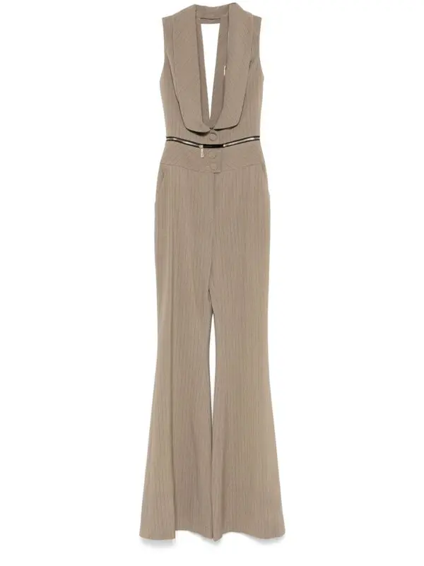 MITILIANE COUTURE Striped Zipped Jumpsuit - Green