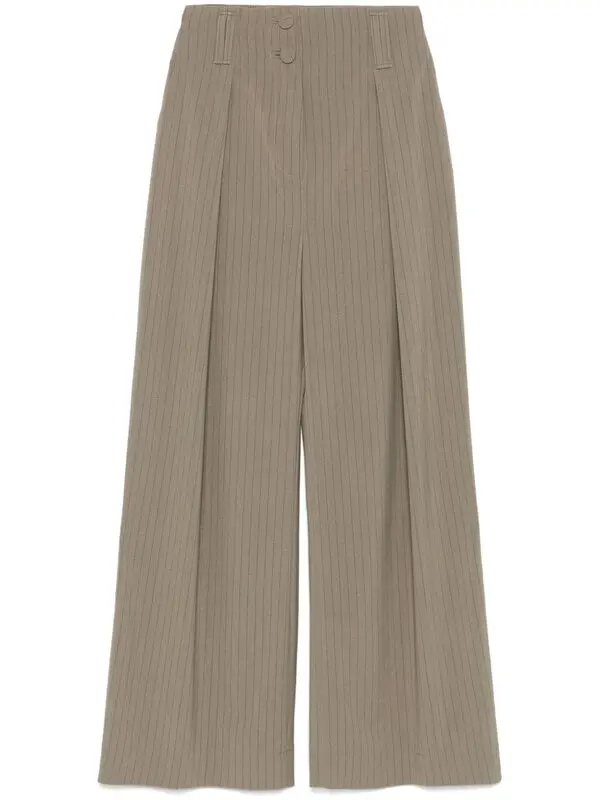 MITILIANE COUTURE Pinstriped Wide-leg Trousers - Green