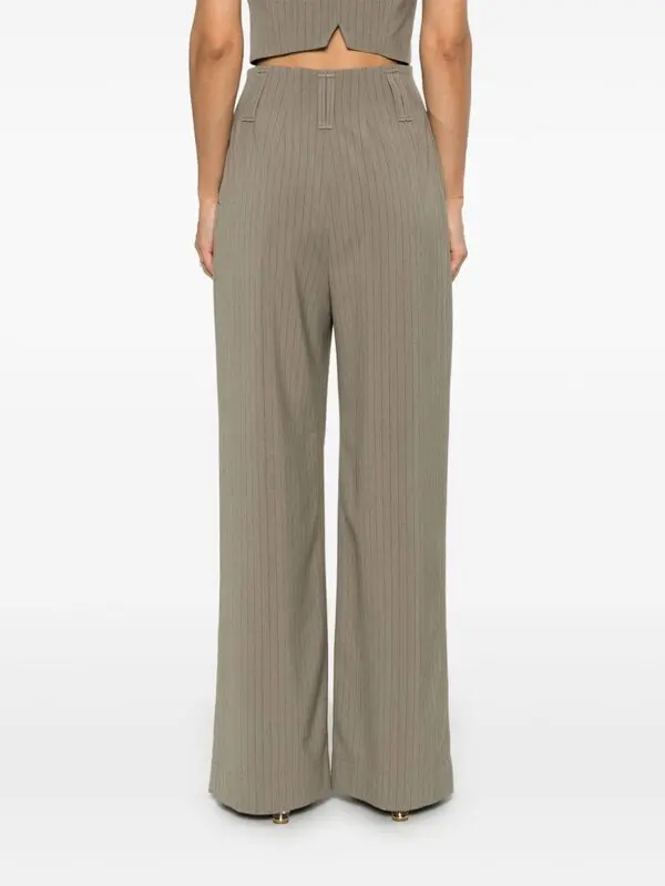 MITILIANE COUTURE Pinstriped Wide-leg Trousers - Green