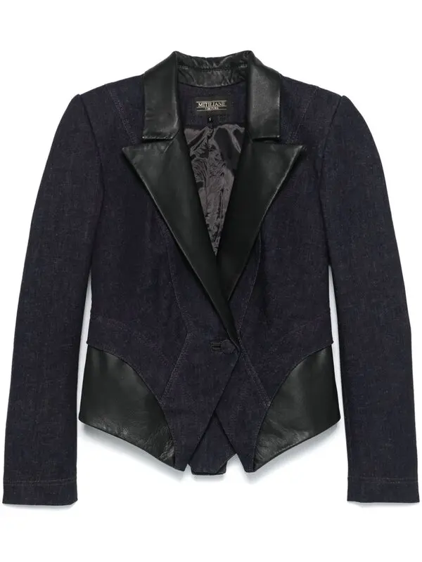 MITILIANE COUTURE Leather-inserts Panelled Blazer - Black