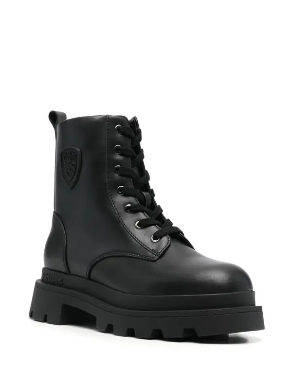 BLAUER. Faux Leather Combat Boots