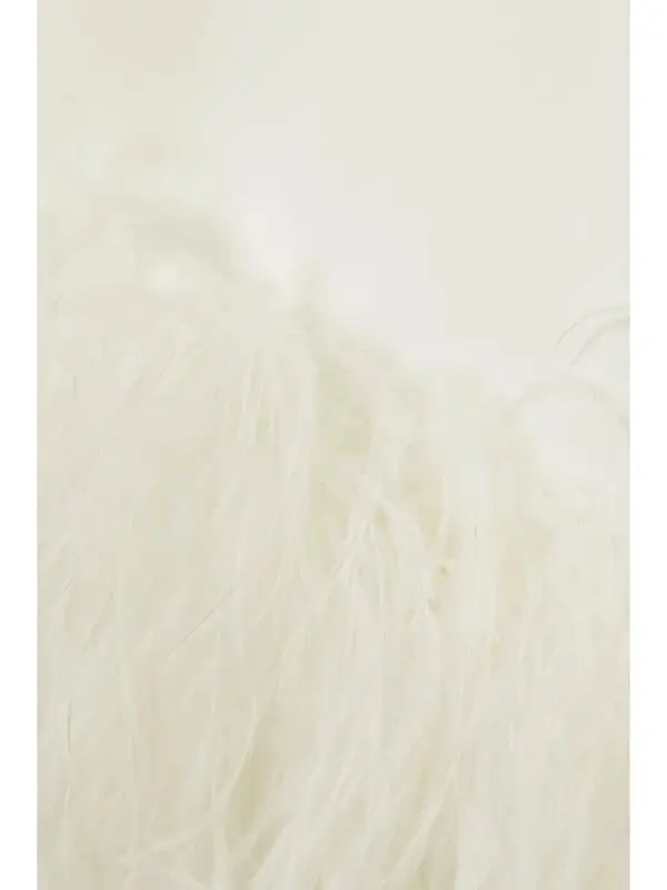 16Arlington Minelli Strapless Feather-trimmed Midi Dress - White