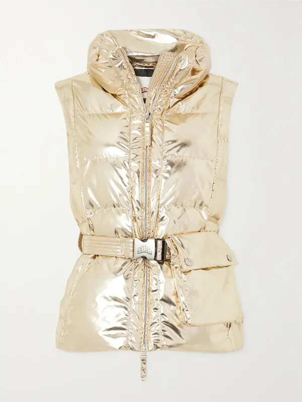 JETSET Gardena Belted Quilted Padded Metallic Ski Vest